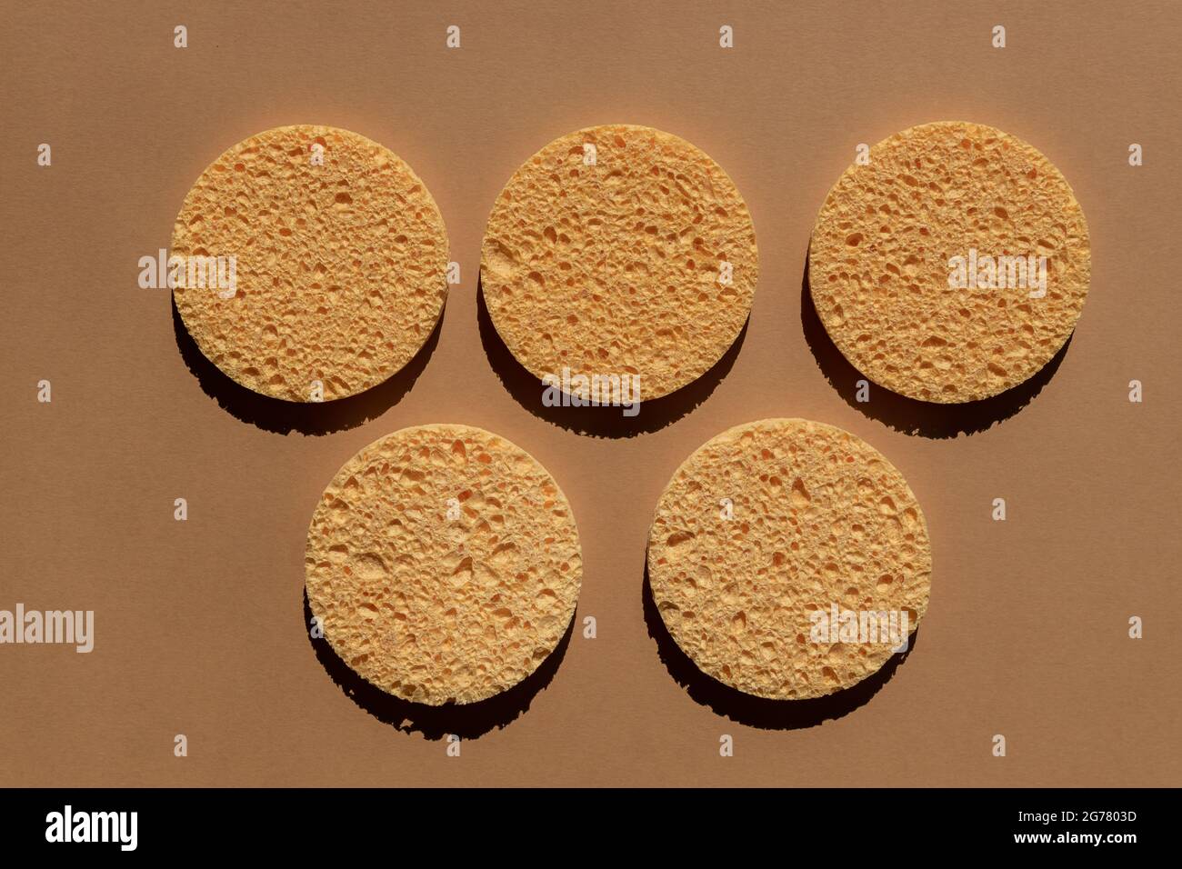 set of natural round cellulose sponges for face cleansing and make up ...