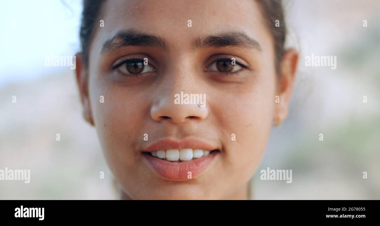 Closeup shot of a smiling Indian girl Stock Photo - Alamy