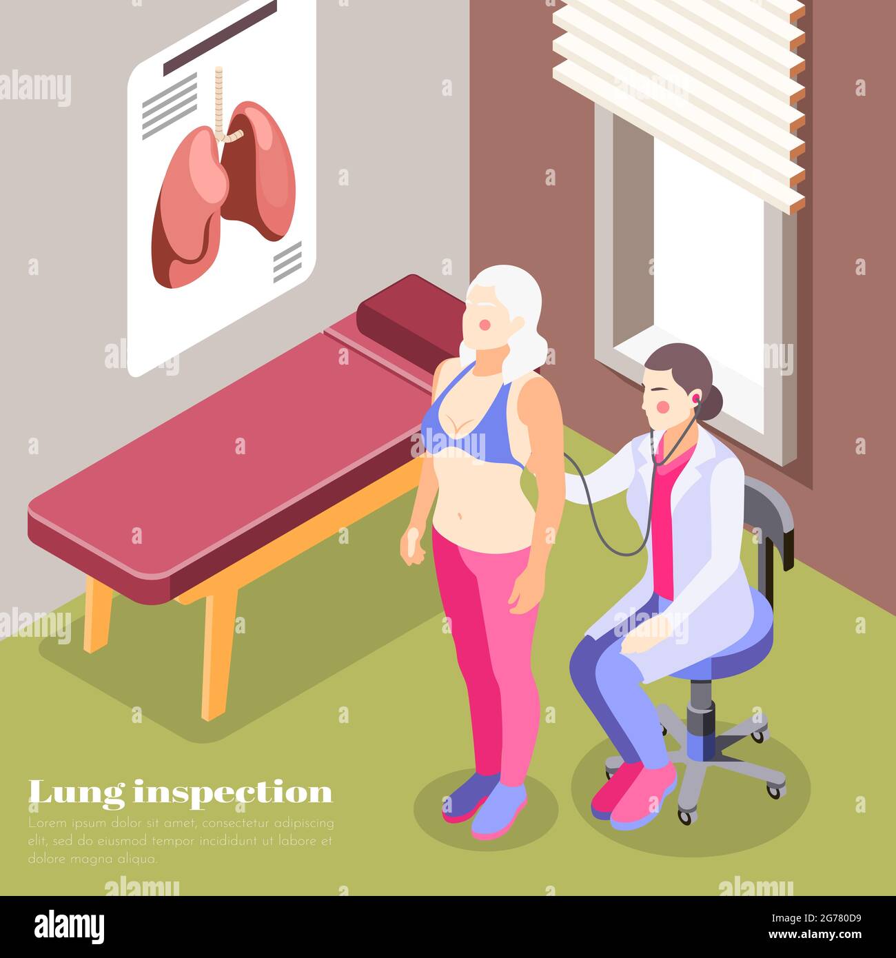 Lung inspection background with diagnostic and treatment symbols ...