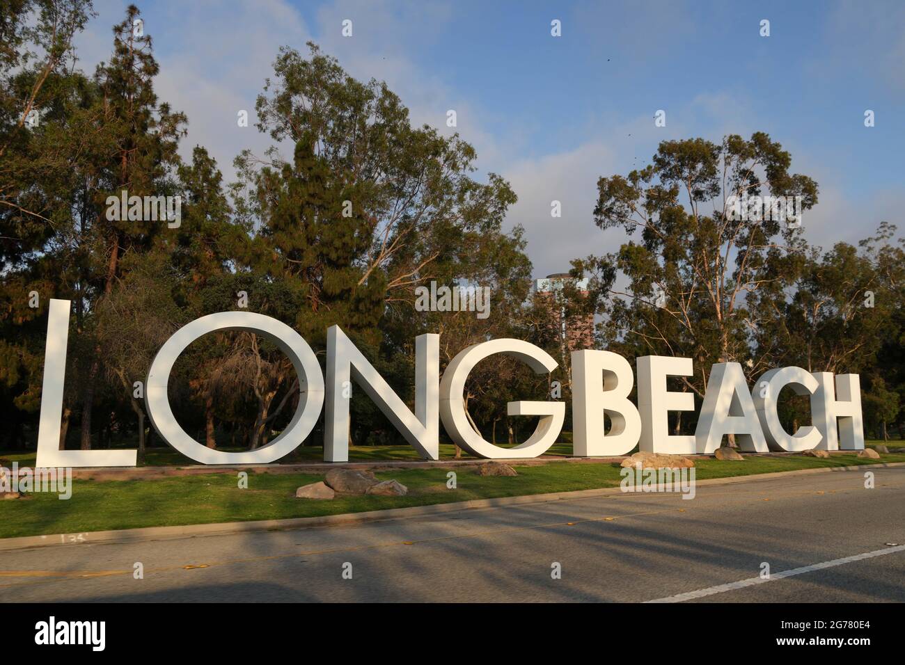 The Long Beach letters are seen along the Interstate 710 freeway ...