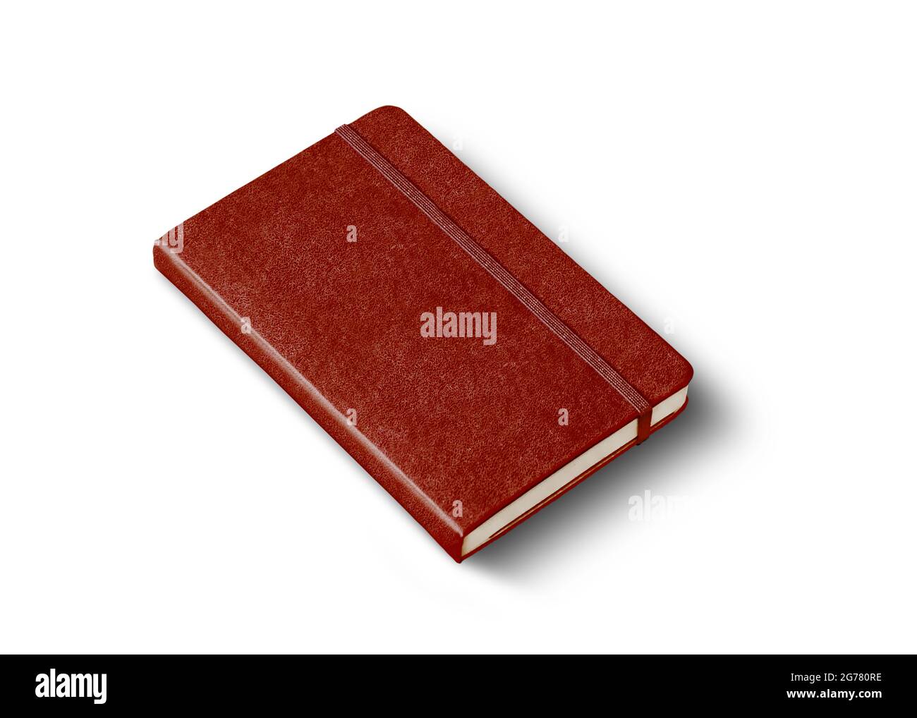 Leather closed notebook mockup isolated on white Stock Photo - Alamy