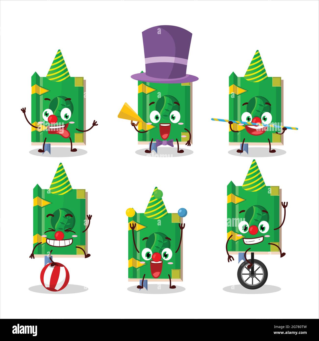 Cartoon character of earth book of magic with various circus shows ...