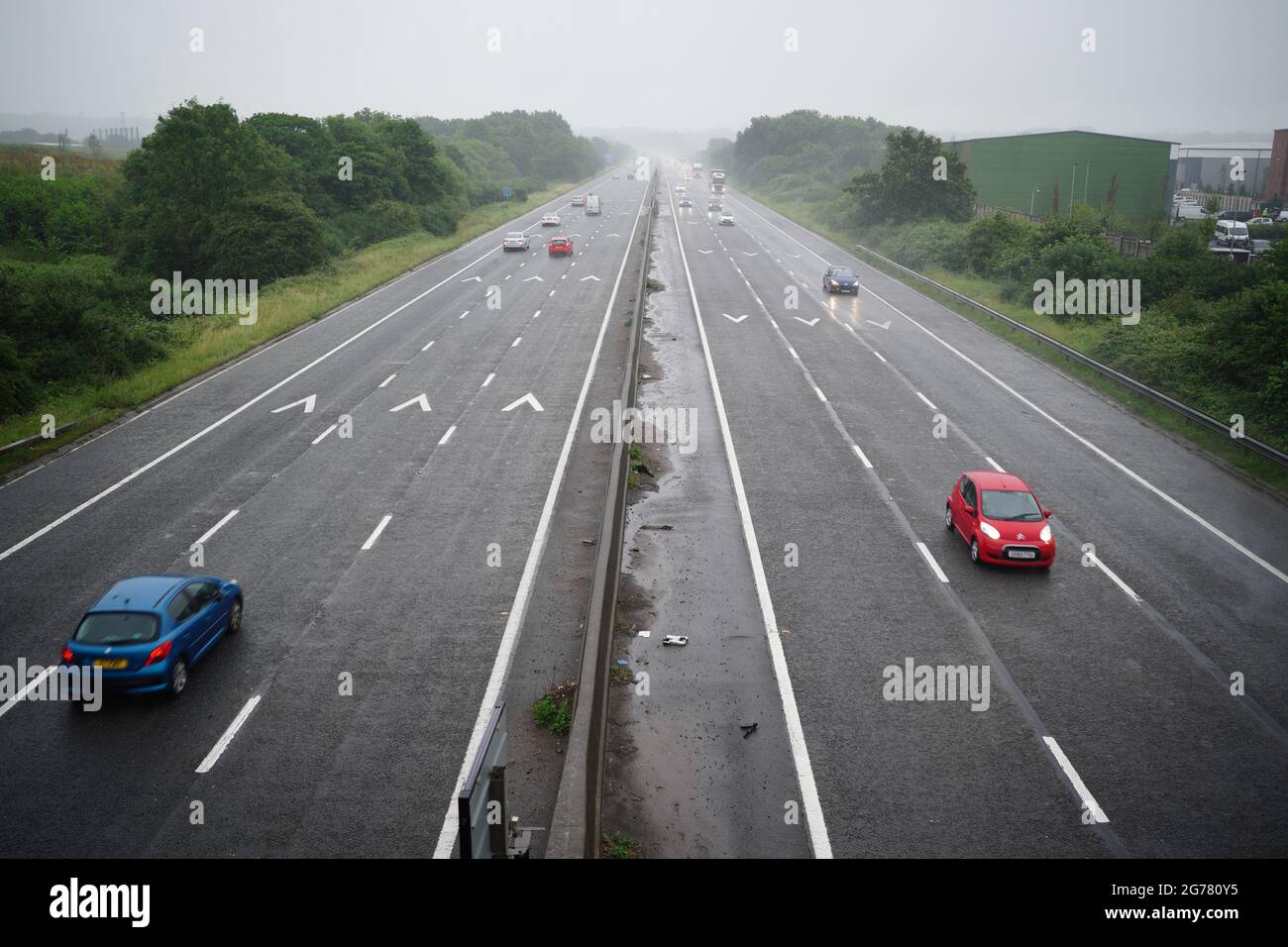 A quieter than usual M4 motorway at 07:55 between junctions 18/19 ...
