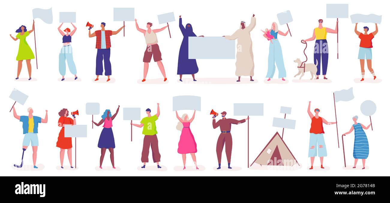 Woman holding megaphone and protest signs Stock Vector Images - Alamy