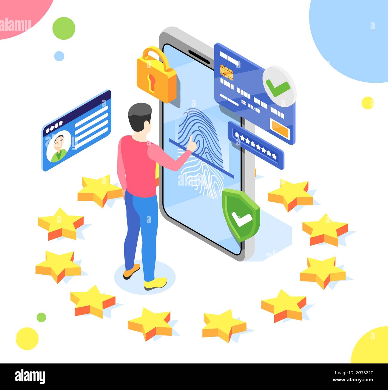 Personal data protection gdpr isometric composition with man and ...