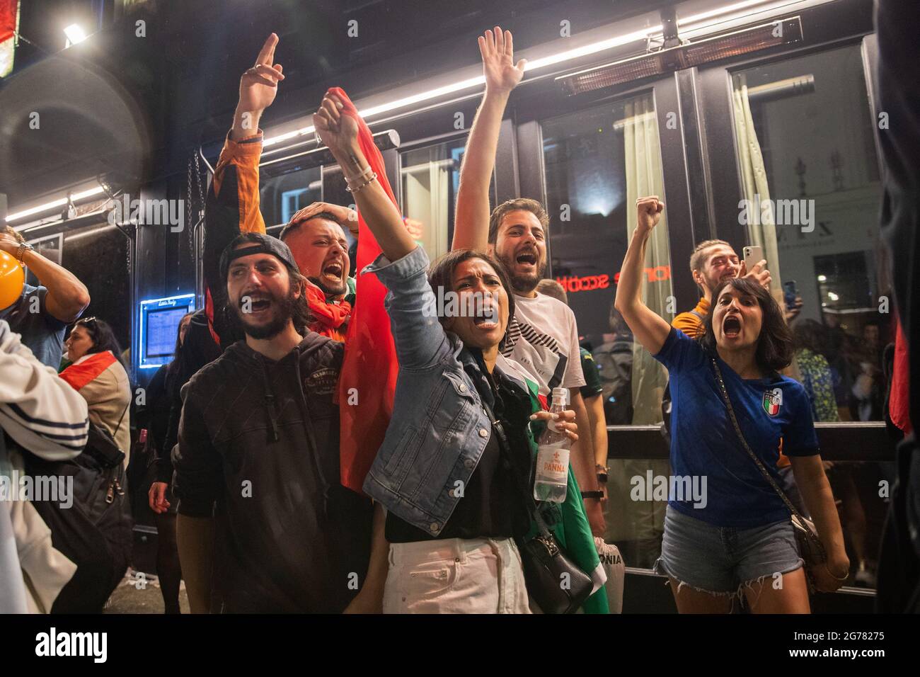 Italian fans pose for photos during the celebration after the UEFA Euro ...