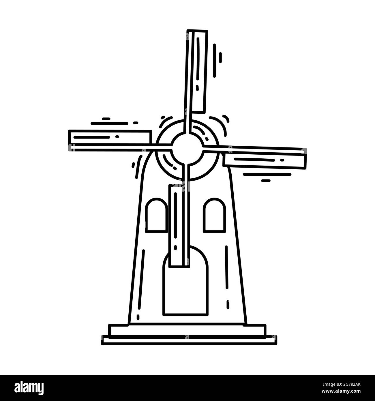 Farming windmill icon. hand drawn icon set, outline black, doodle icon ...