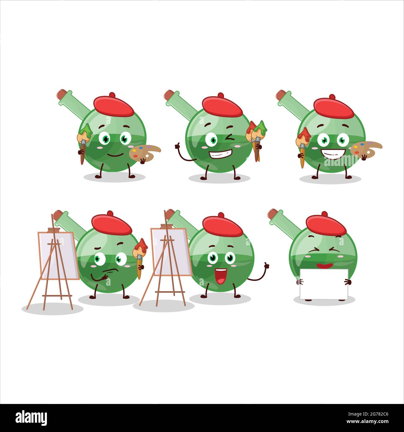Artistic Artist of green magic potion cartoon character painting with a ...
