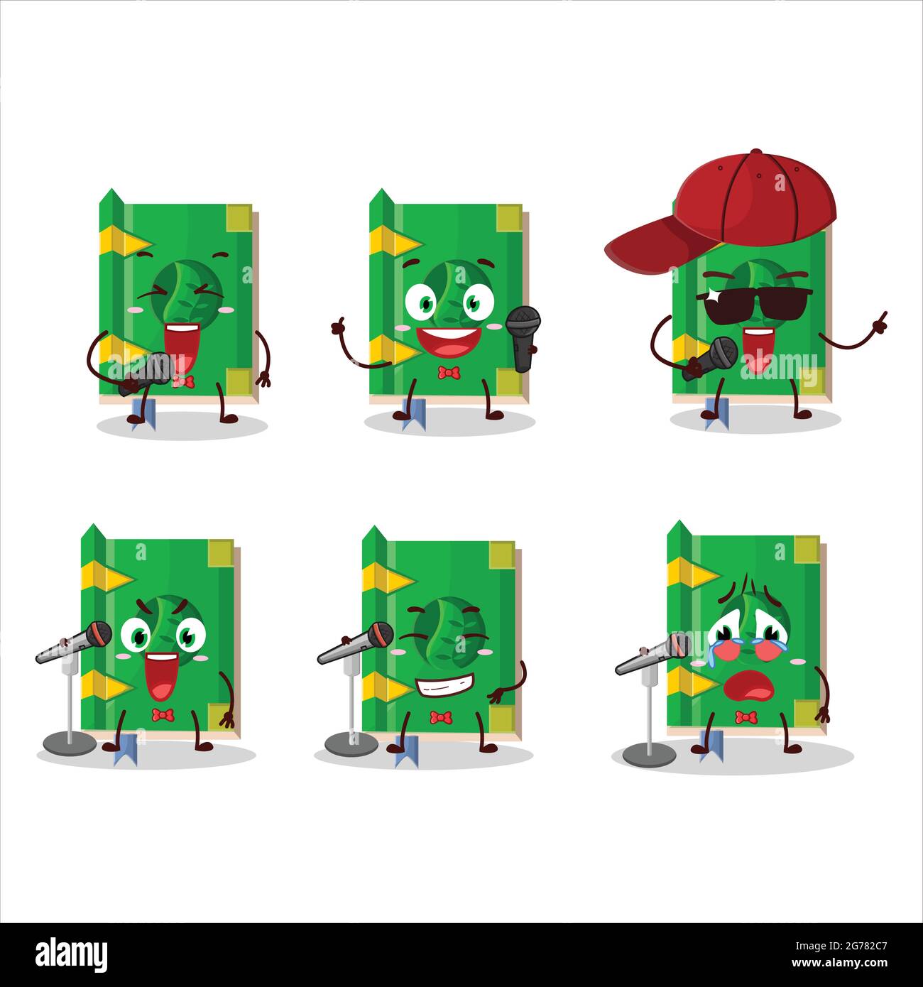 A Cute Cartoon design concept of earth book of magic singing a famous ...