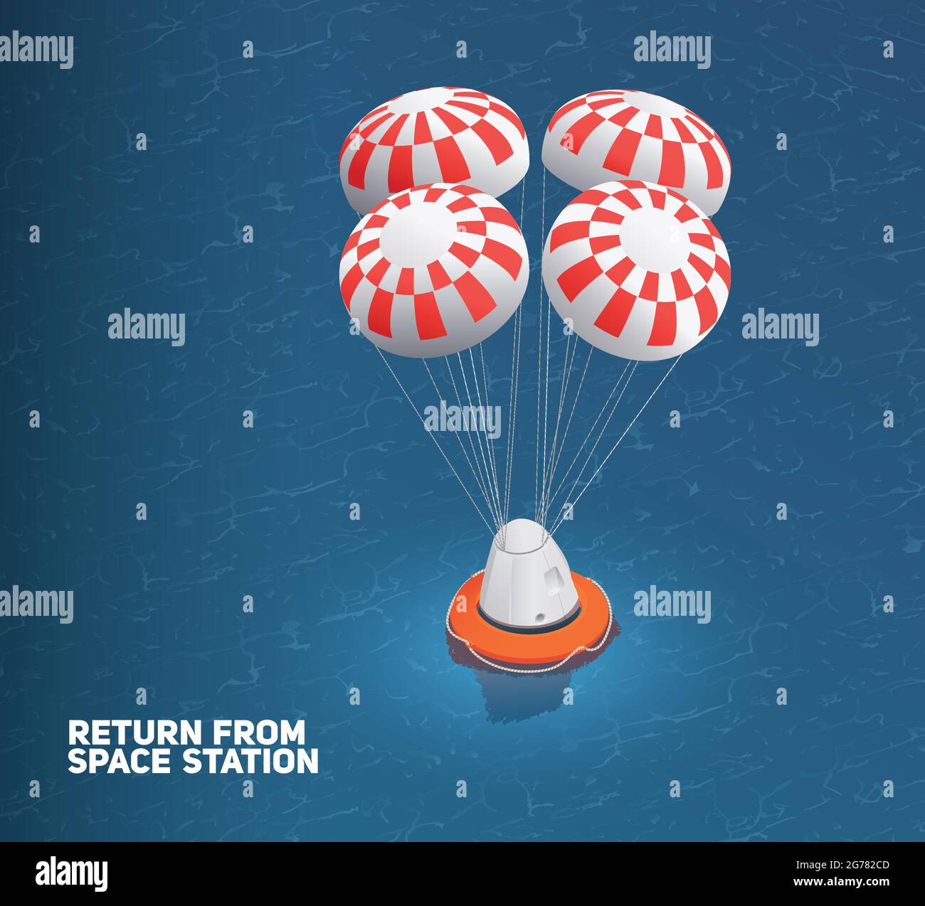 Modern space program isometric composition with editable text and water ...