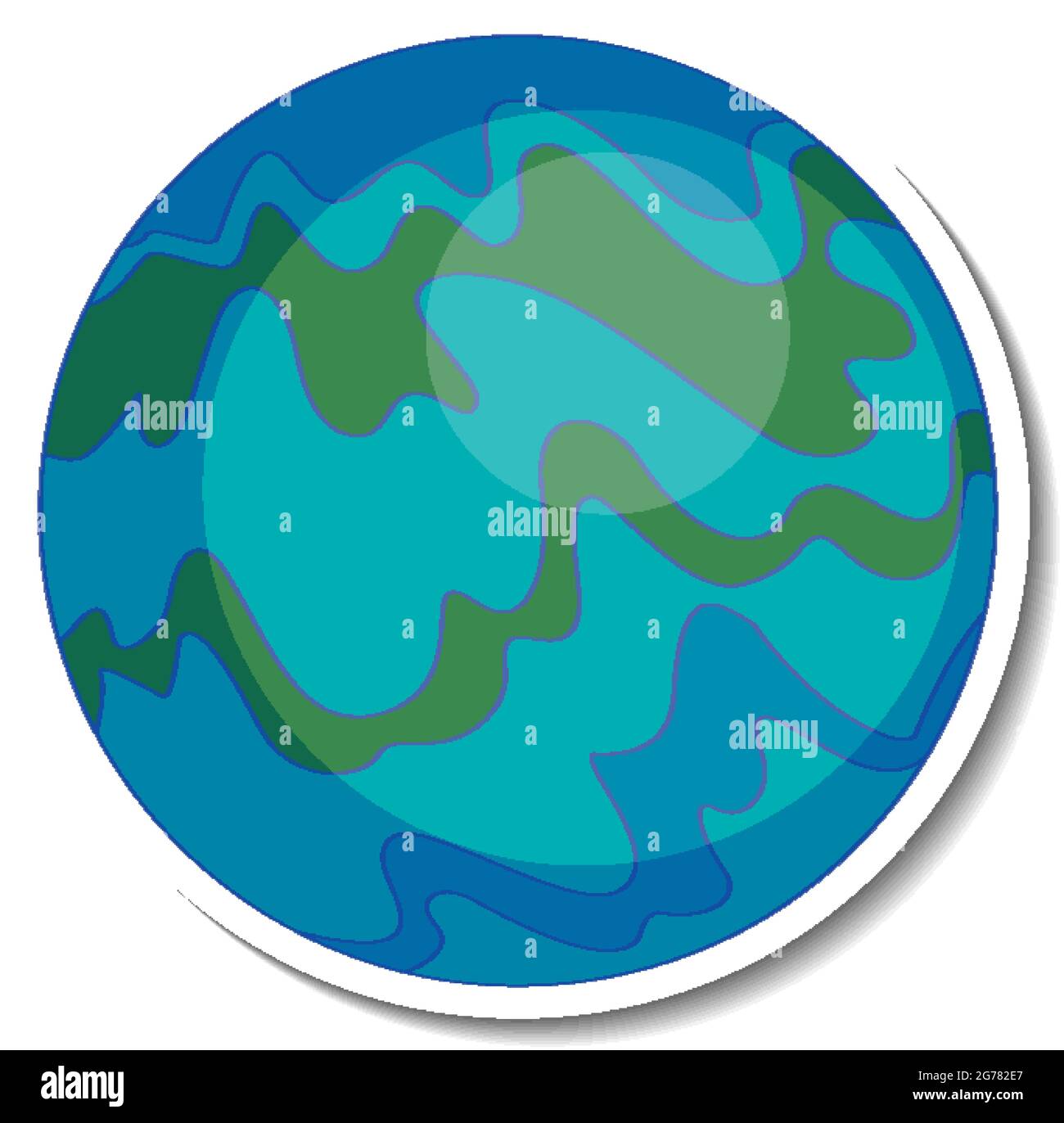 A sticker template with the earth in cartoon style isolated ...