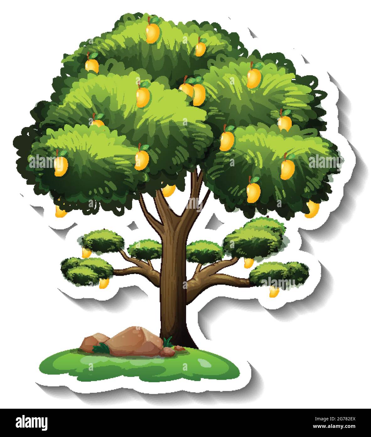 Mango tree sticker on white background illustration Stock Vector Image ...