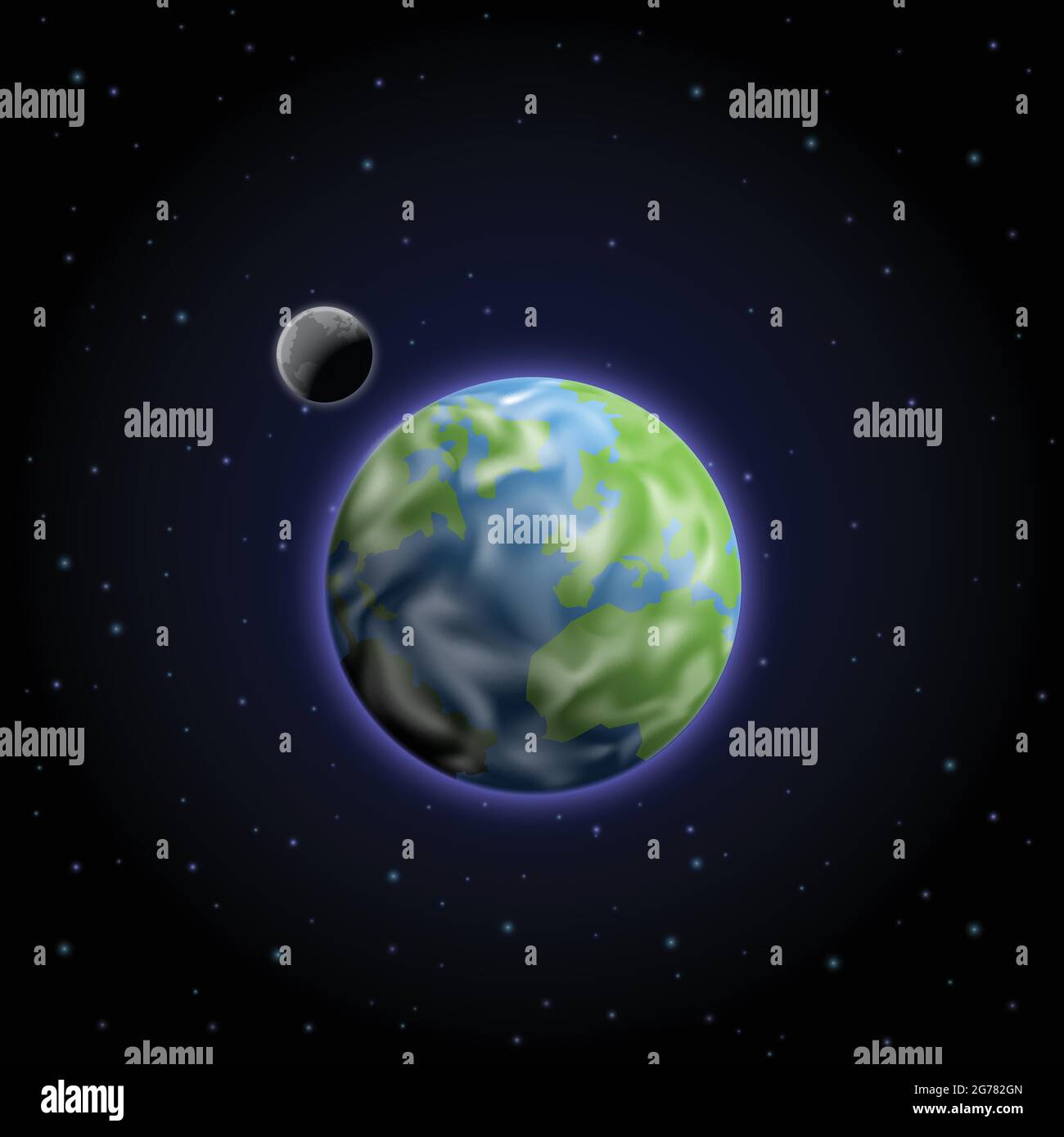 Modern space program isometric composition with view of outer space ...