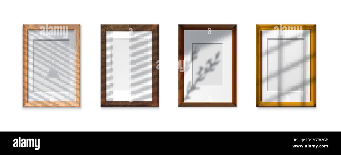 Shadow glass frames realistic set with textured effects isolated vector ...