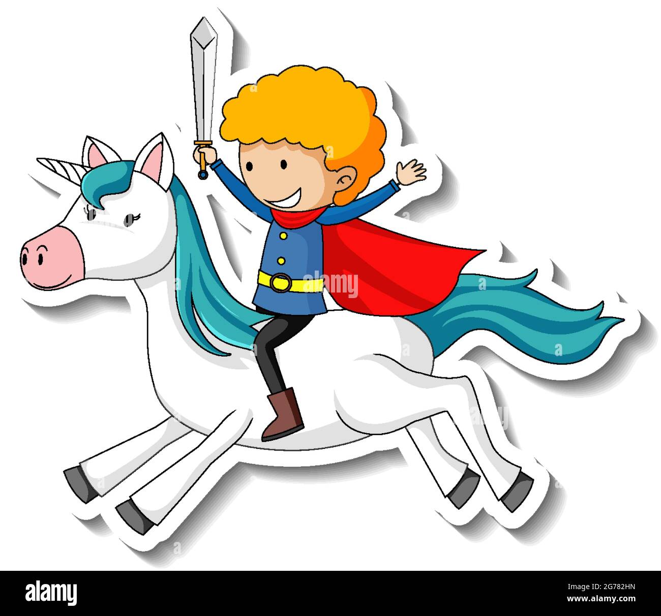 Cute stickers with a knight riding a unicorn cartoon character ...
