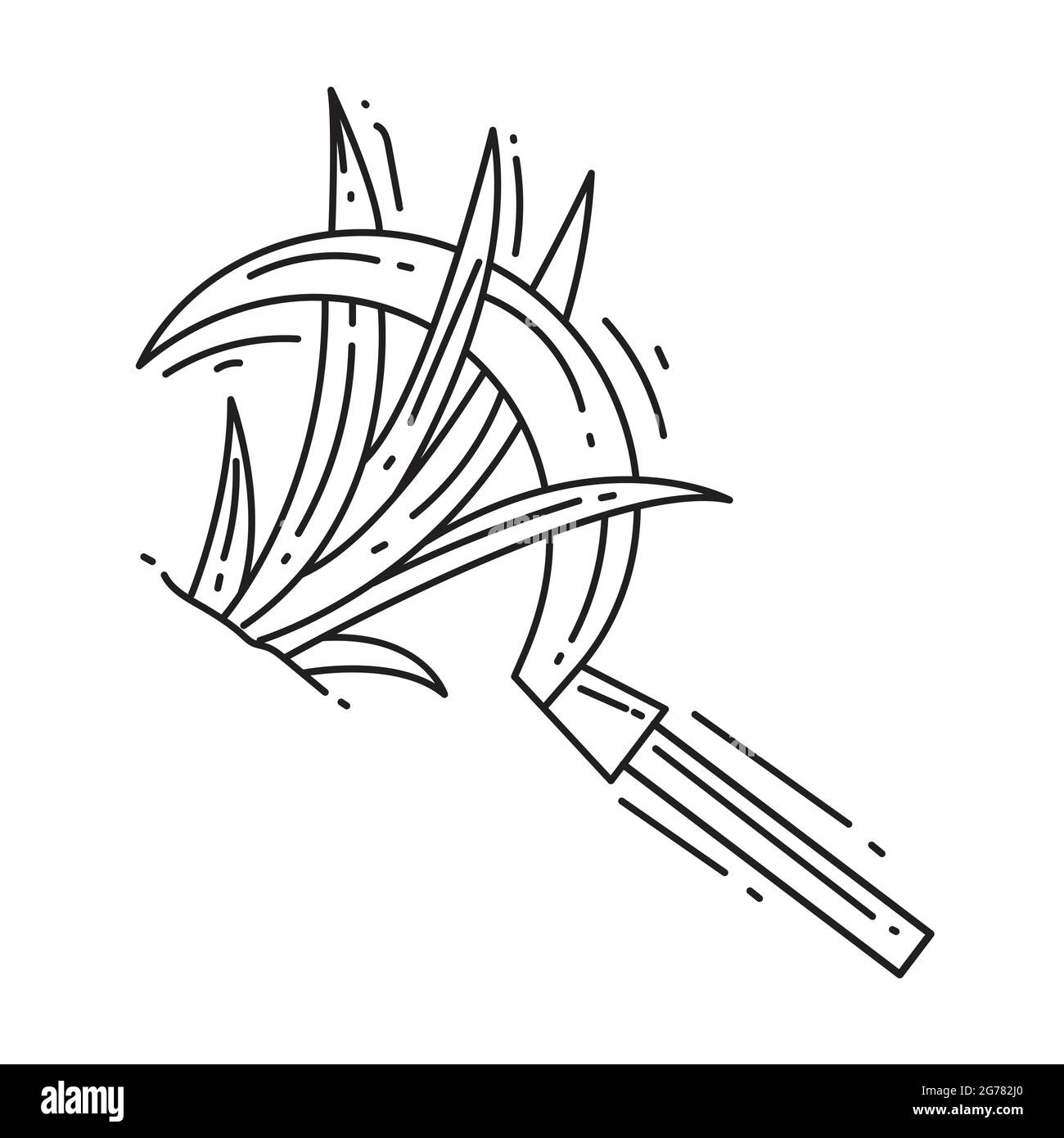 Gardening sickle hand drawn icon, outline black, doodle icon, vector ...