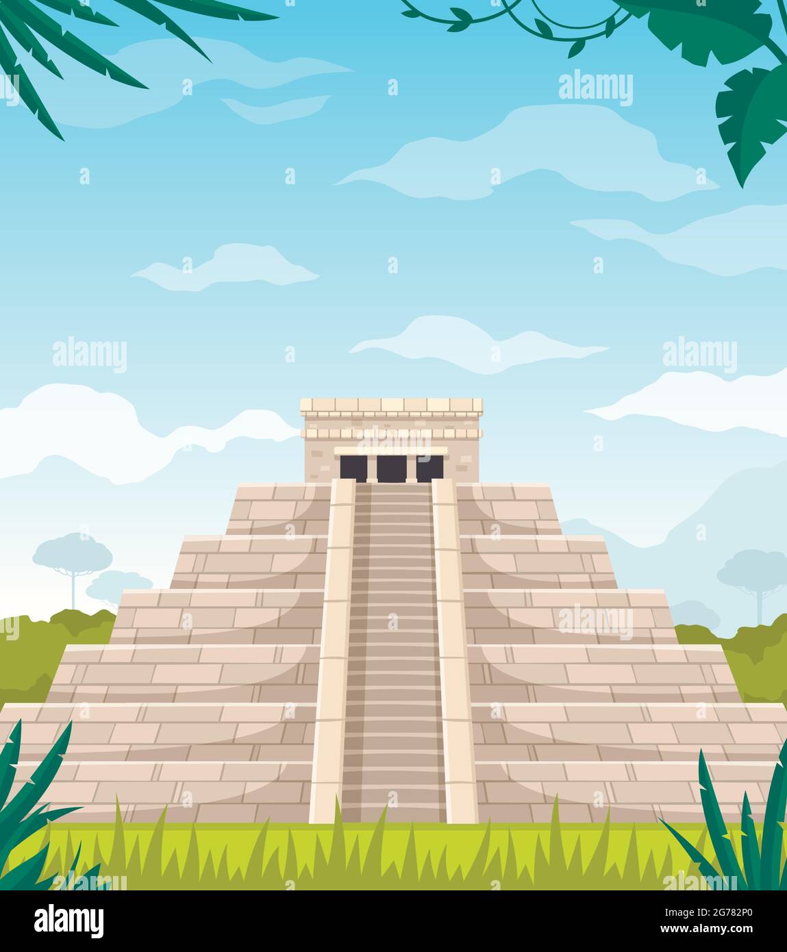 Maya civilization culture architecture cartoon image of ancient ...