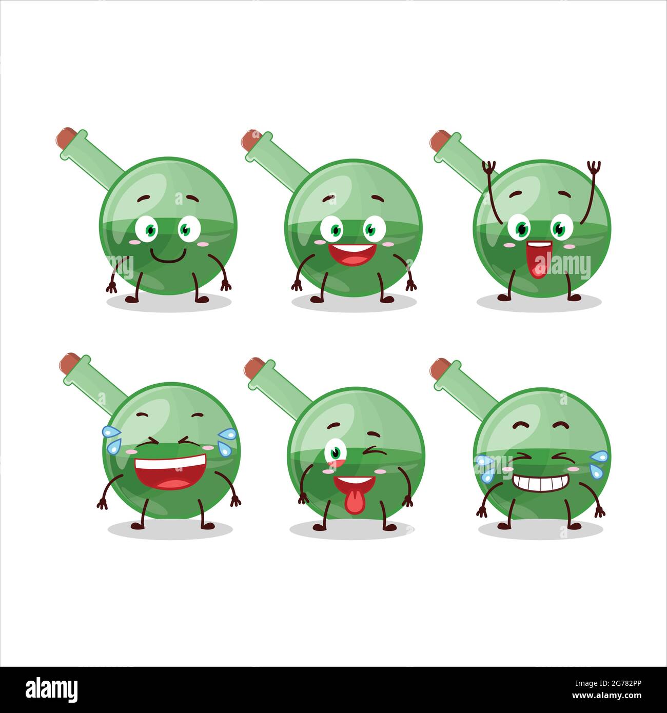 Cartoon character of green magic potion with smile expression. Vector ...