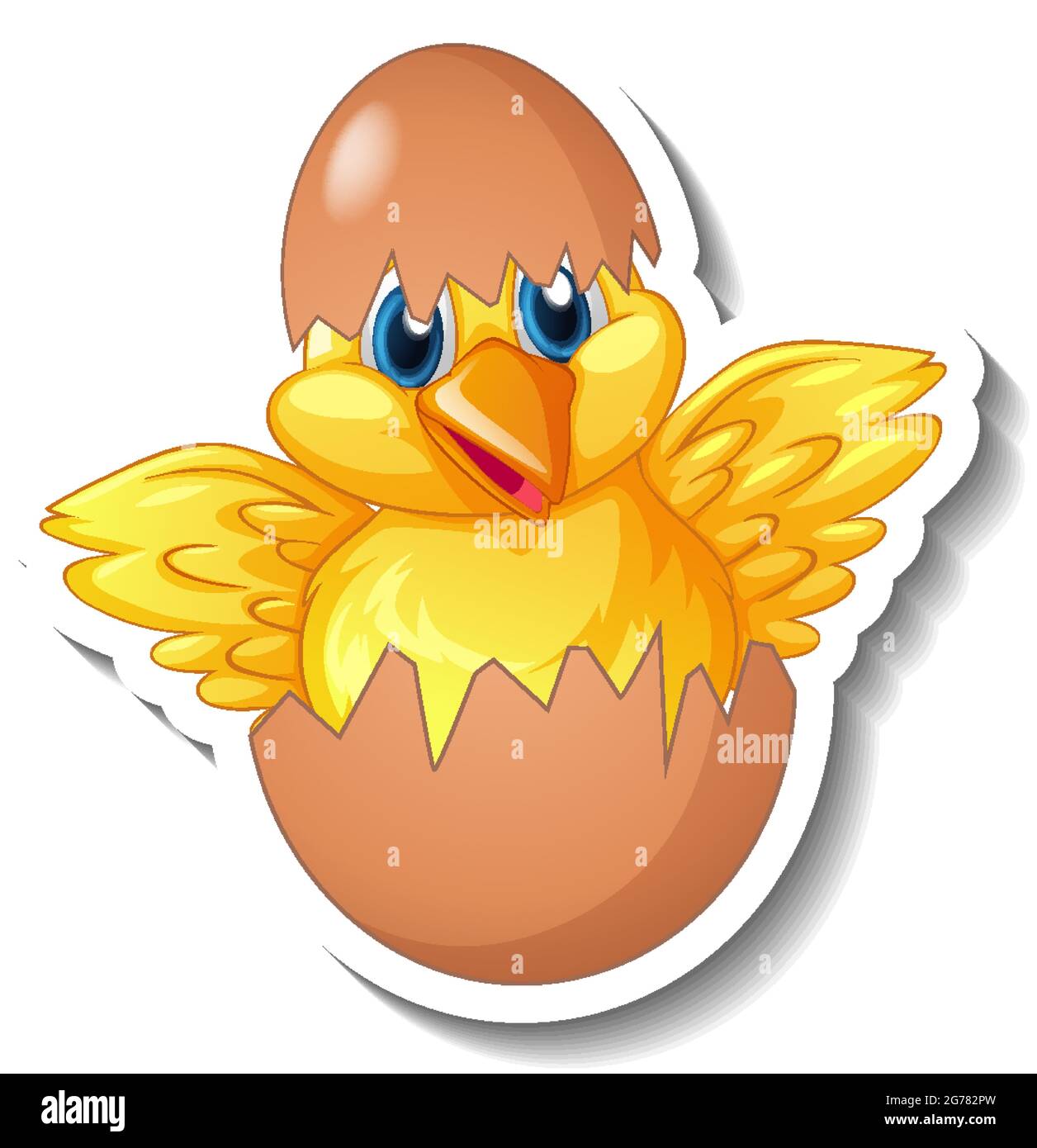 A sticker template with a baby chicken hatching from an egg ...