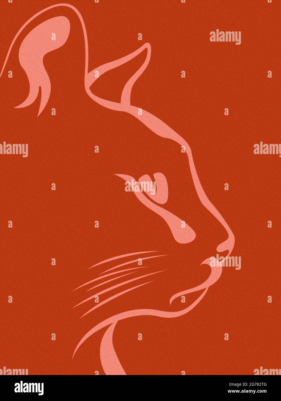 Orange stencil of cat's muzzle on bright background, side view Stock ...