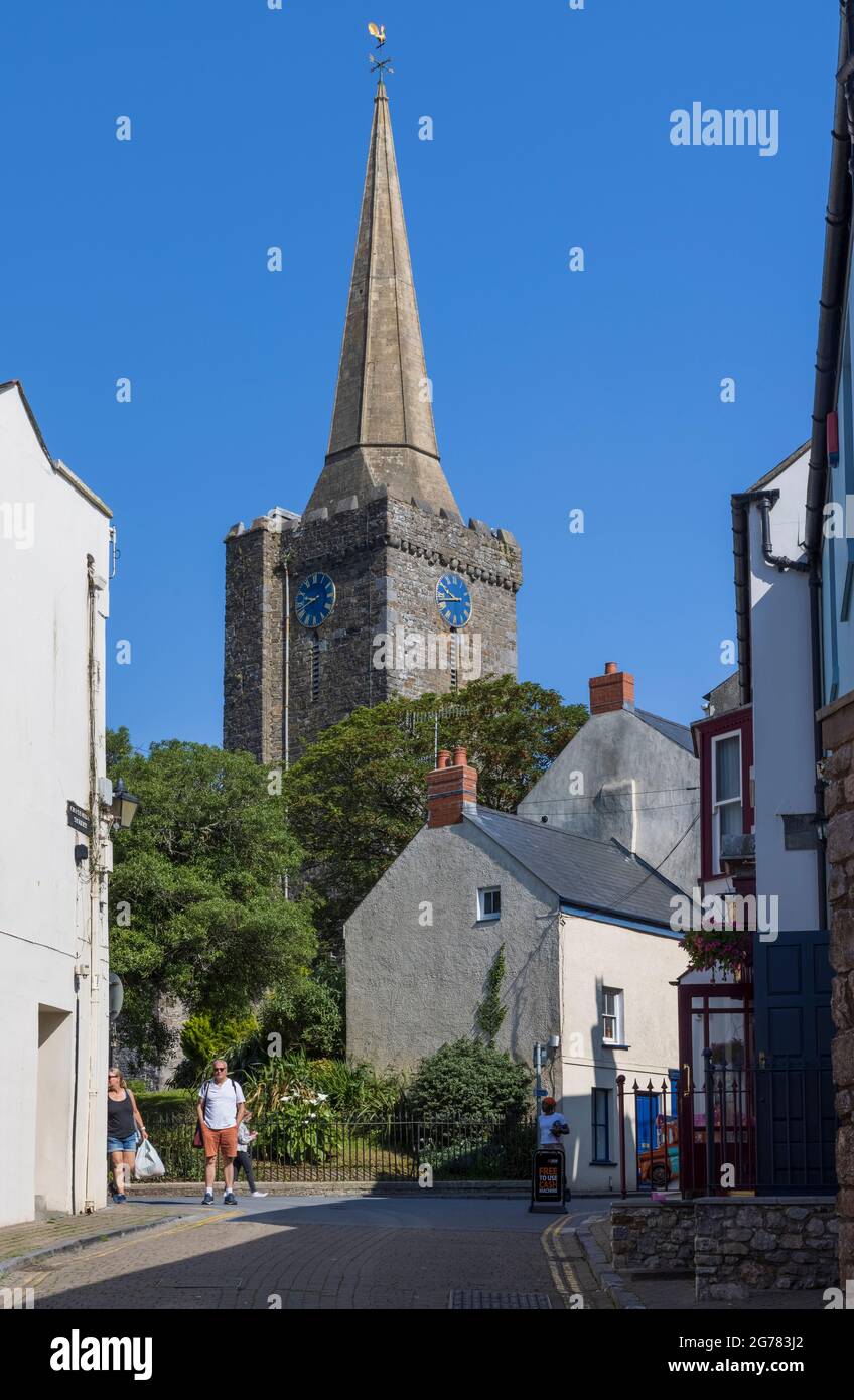 St. Mary's Church from Cresswell Street, Tenby, Pembrokeshire, Wales ...