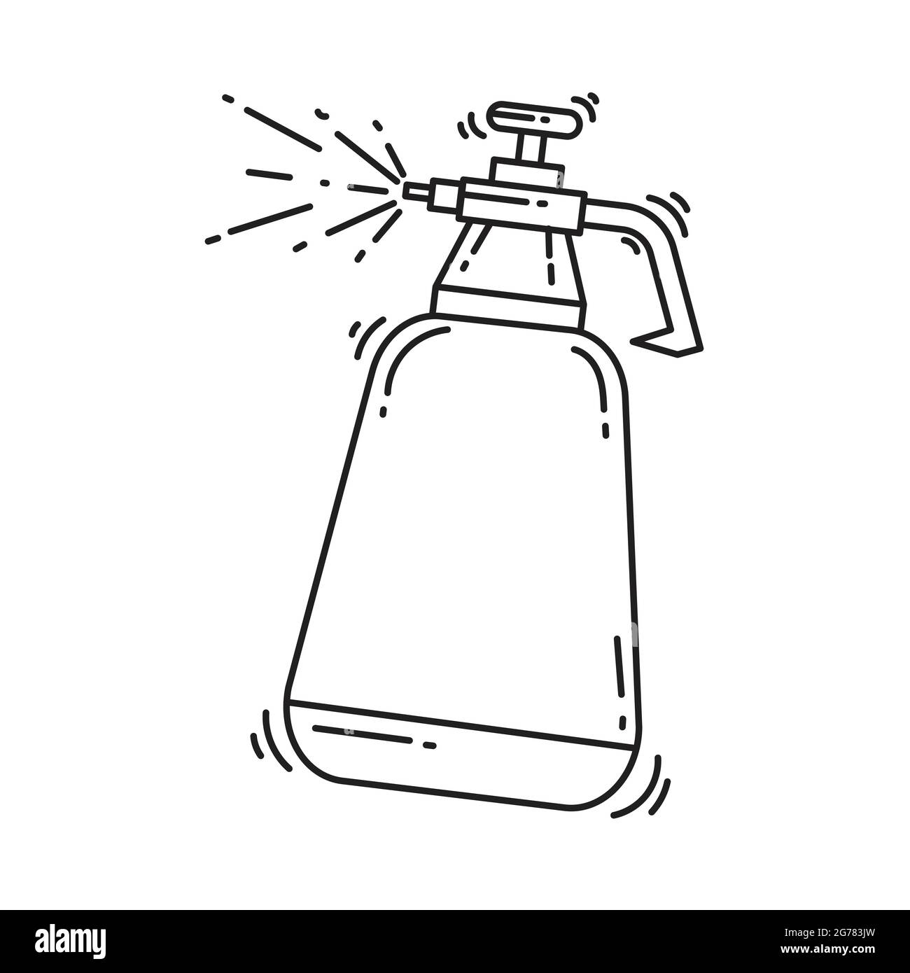 Gardening sprayer hand drawn icon, outline black, doodle icon, vector ...