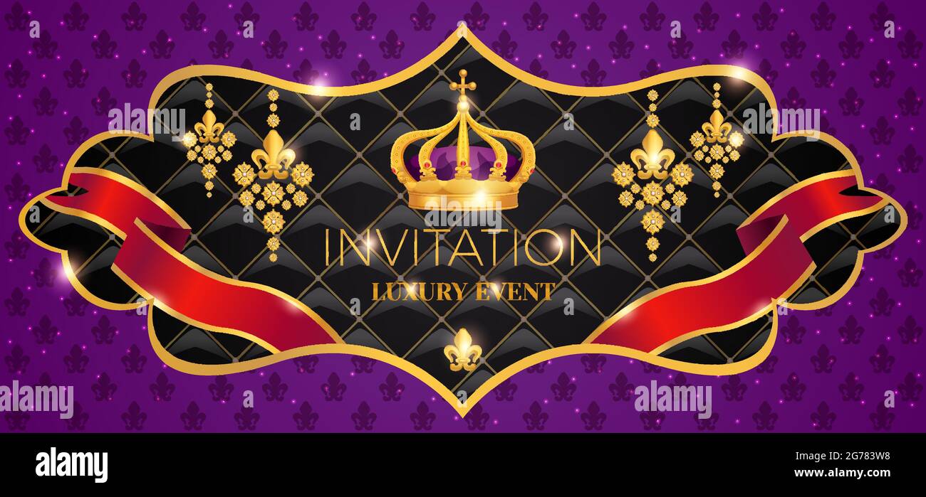 Royal crown luxury services corporate events weddings invitation black ...