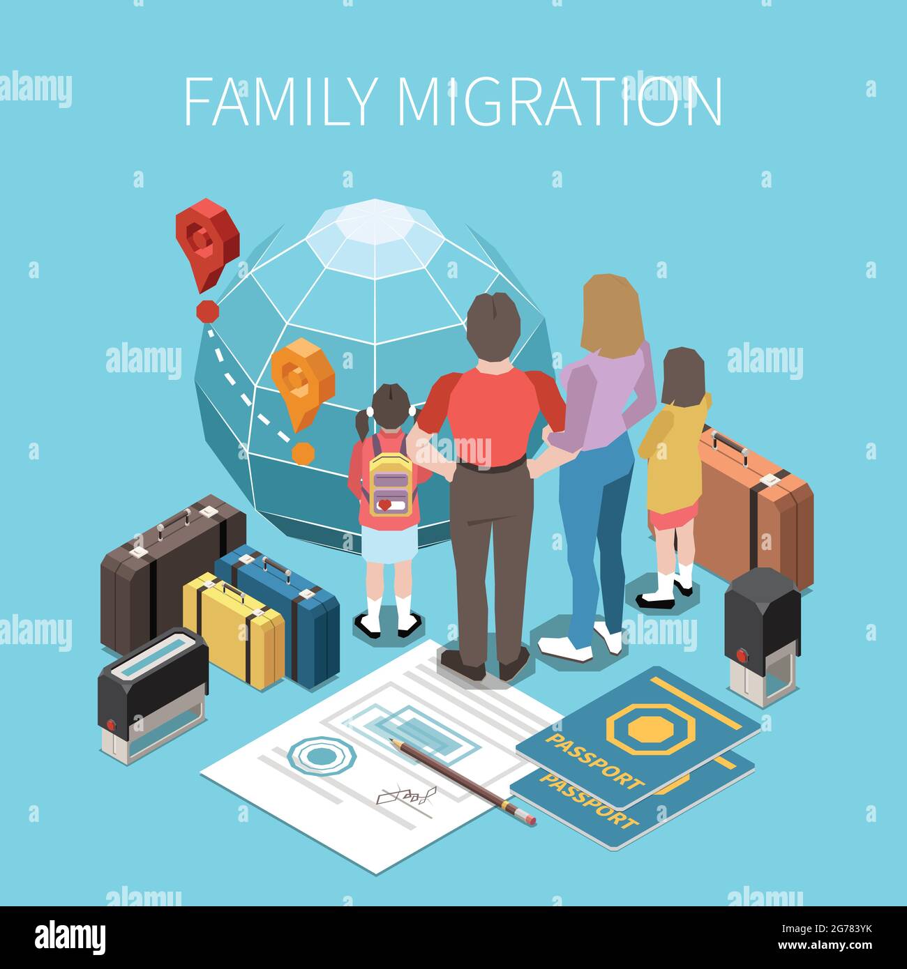 Population mobility migration displacement isometric composition with ...