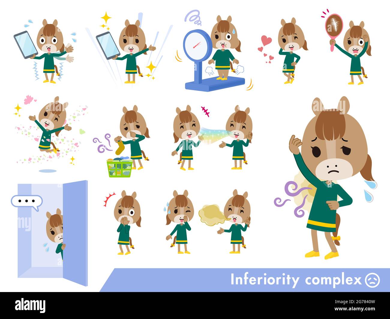 A set of Horse girl on inferiority complex.It's vector art so it's easy ...