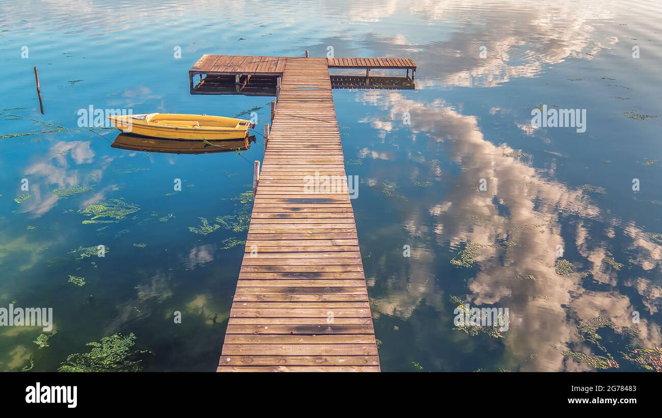 Aerial bay small fishing boat hi-res stock photography and images - Alamy