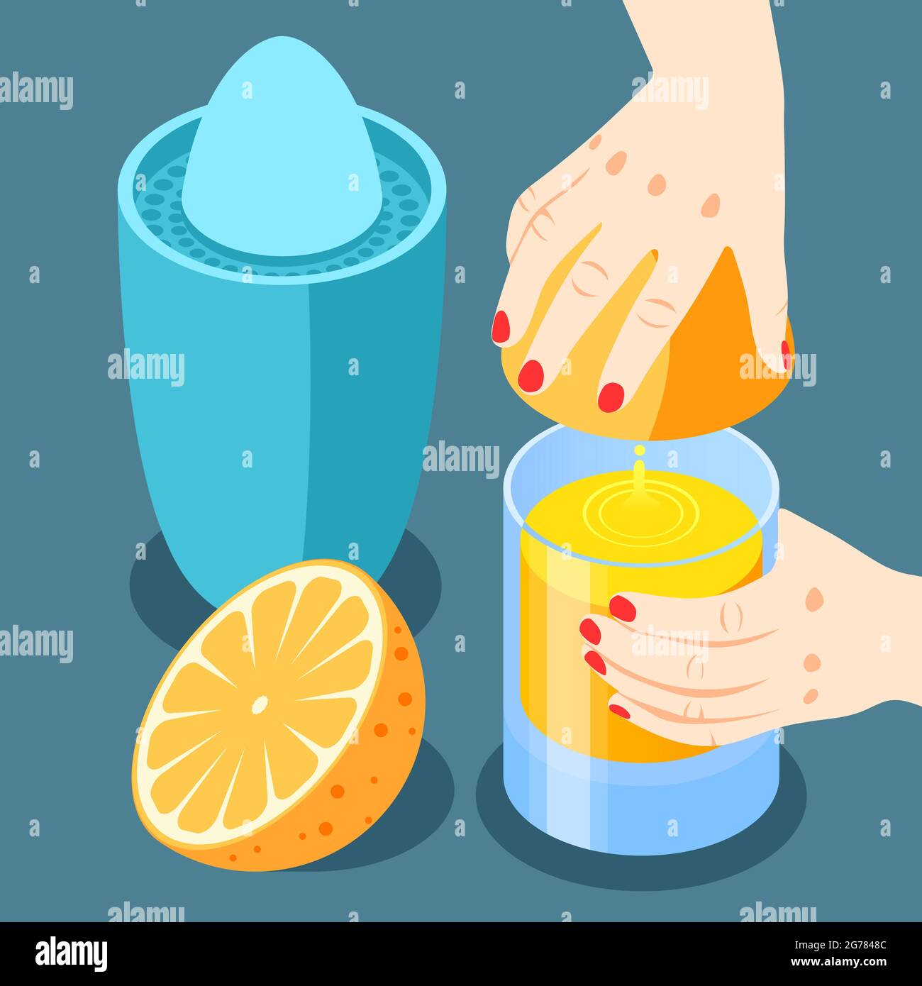 Strengthening immunity isometric and colored background with squeezing ...