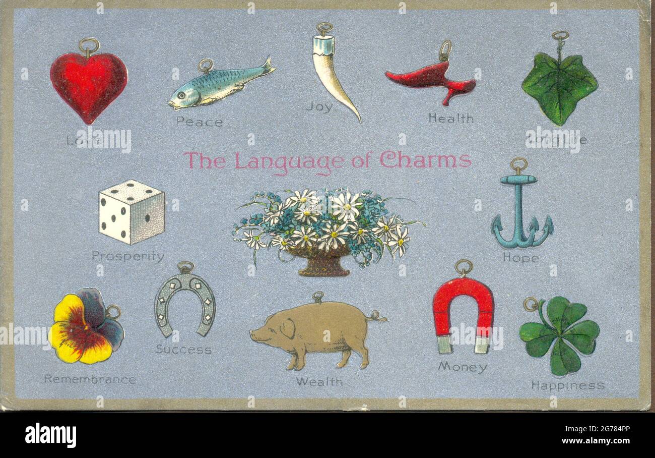 Chromolithographed embossed postcard The language of Charms circa 1905 ...