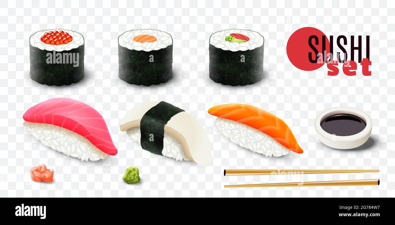 Realistic fresh sushi design Stock Vector Images - Alamy