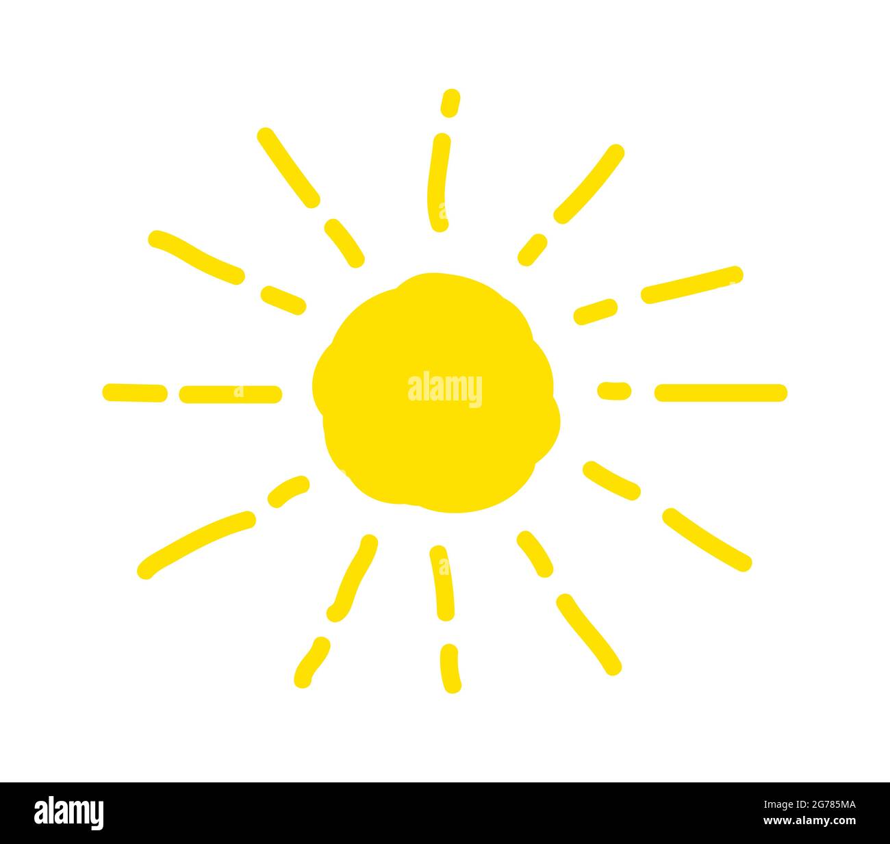 Sun is drawn by child. Funny vector doodle suns. Hand drawn. Summer ...