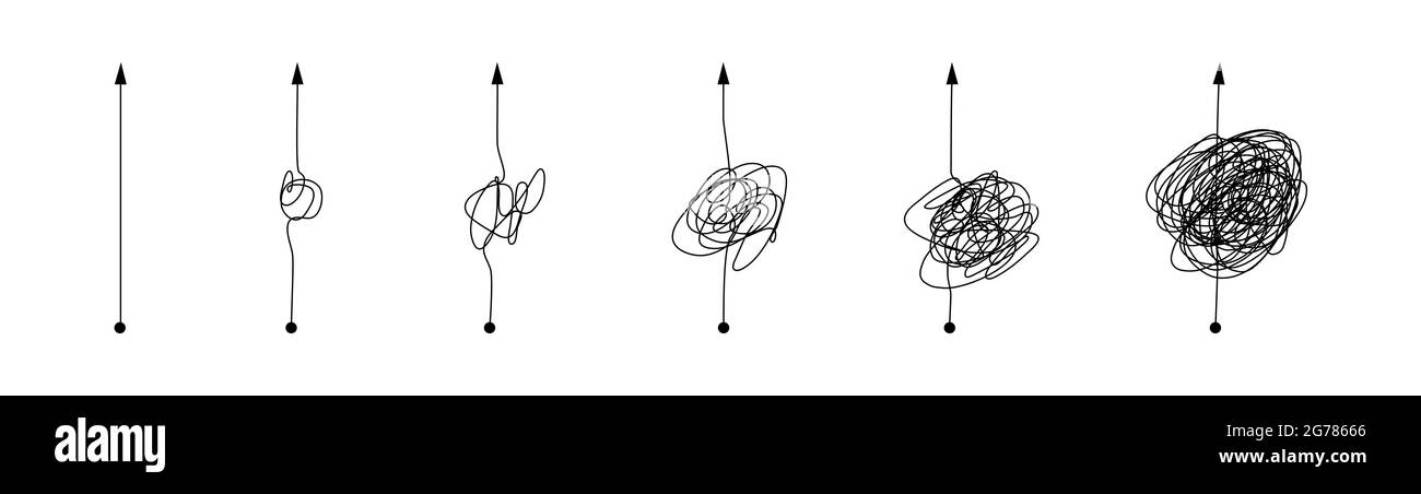 Complex and simple line path set. Scribble line knot from complicated ...