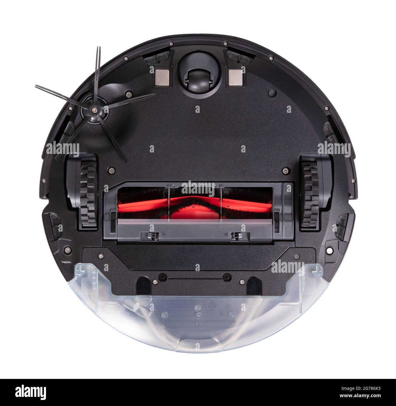 Bottom of a robot vacuum cleaner - wheels and brushes Stock Photo - Alamy