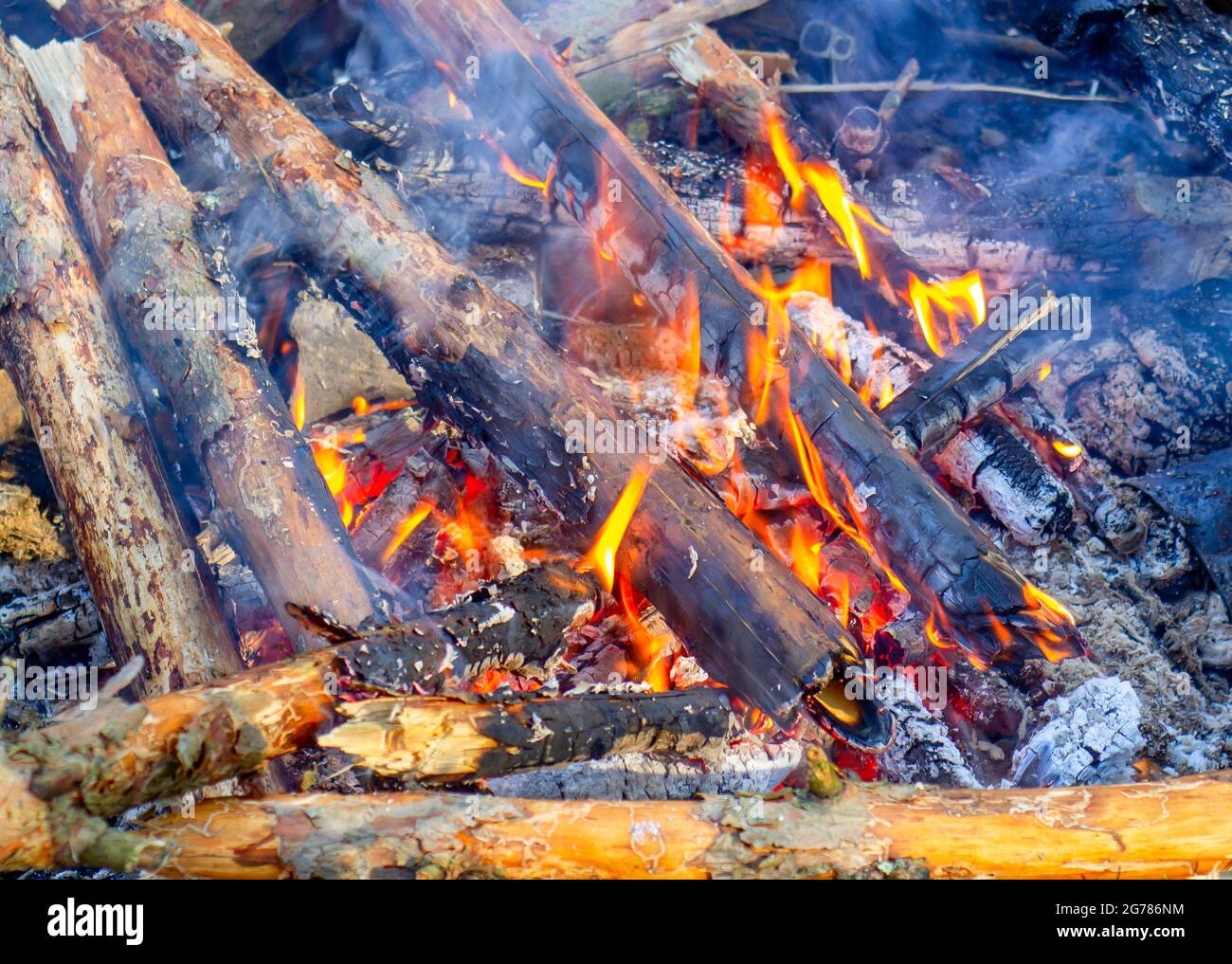 firewood burns in a bonfire Stock Photo - Alamy