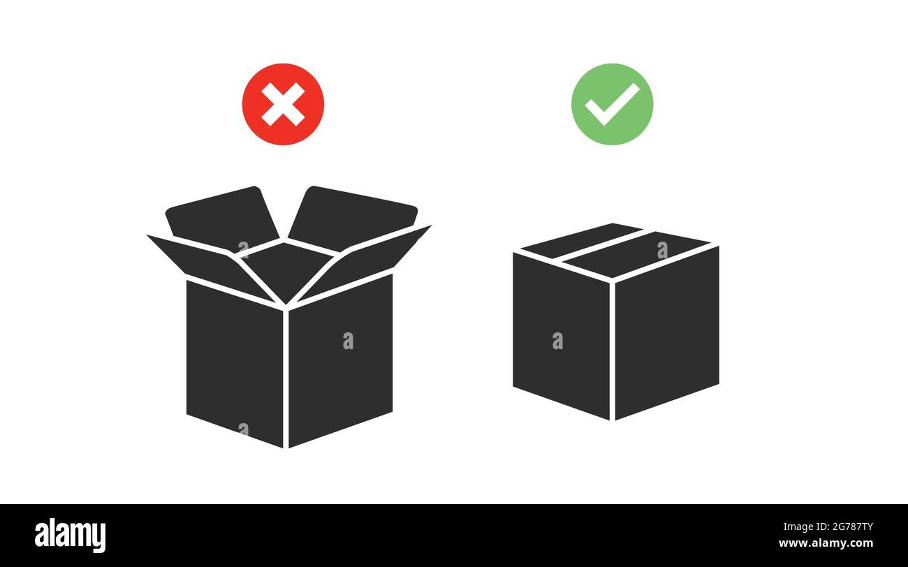 Box Icon Set. Vector set of open and closed boxes illustration Stock ...