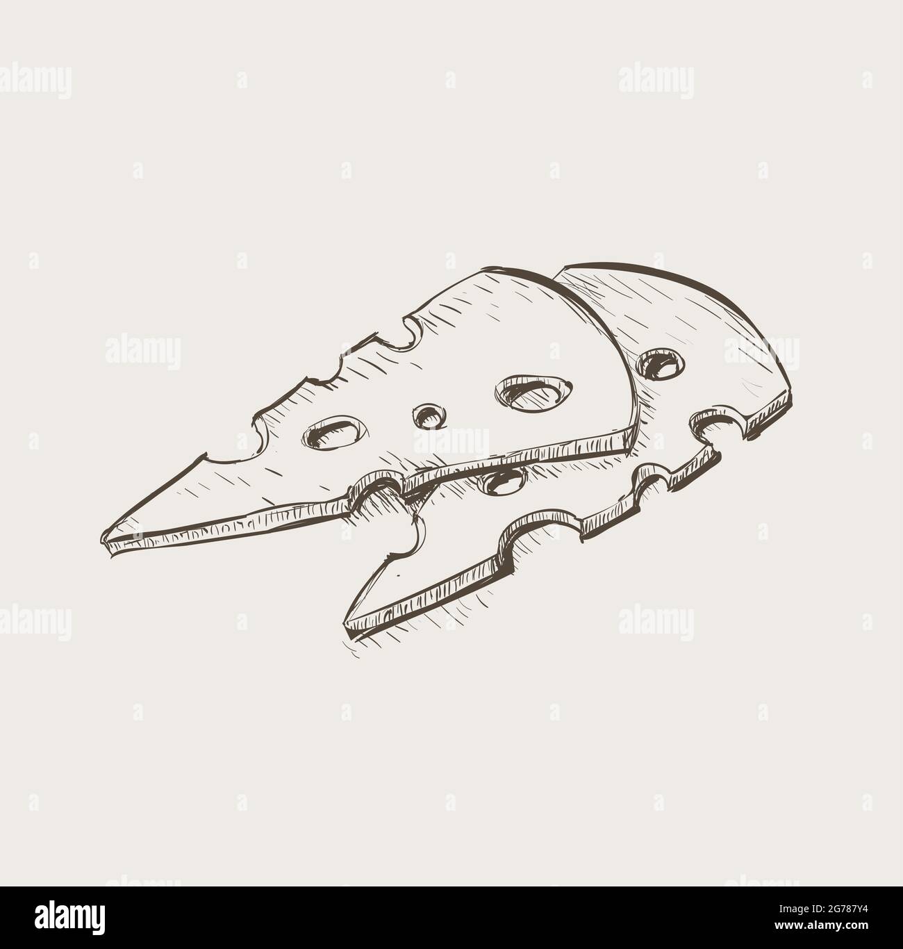 Piece of Cheese Hand Drawn Vector Illustration Cheese Hand Drawn Vector ...