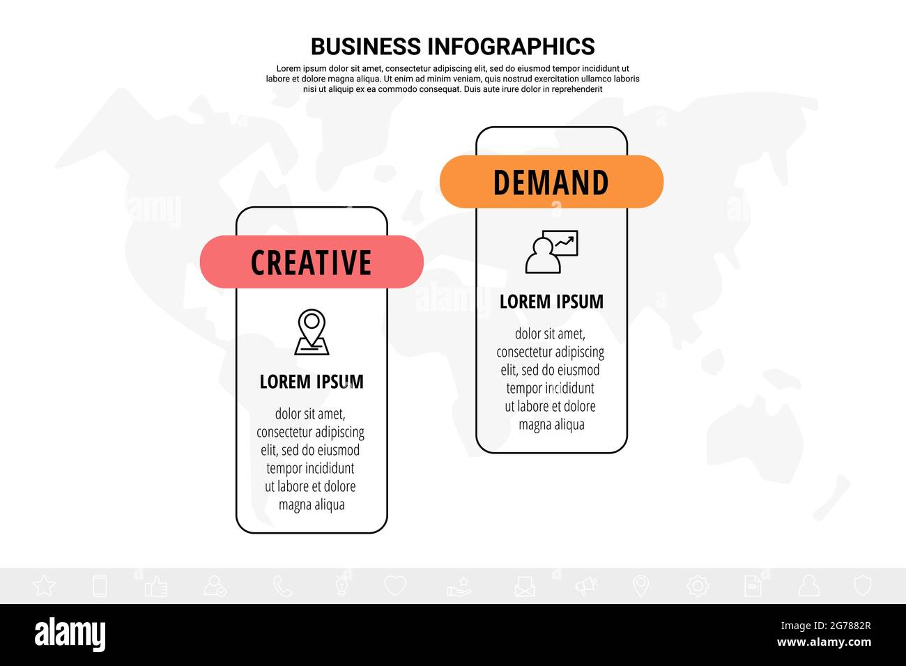 Two line rectangular elements in horizontal row. Vector modern ...