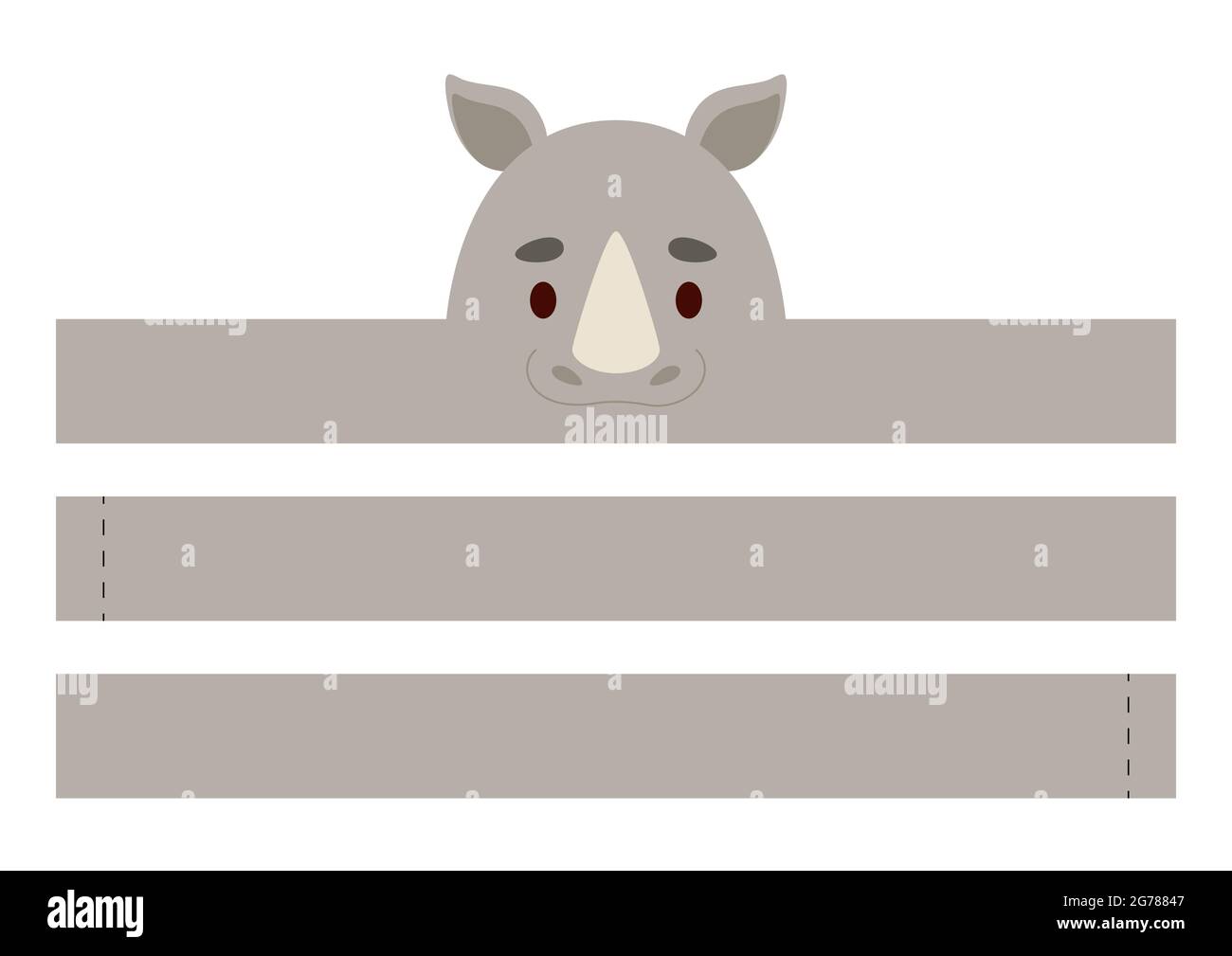 Printable rhino paper crown. Diy cut party ribbon template for birthday ...