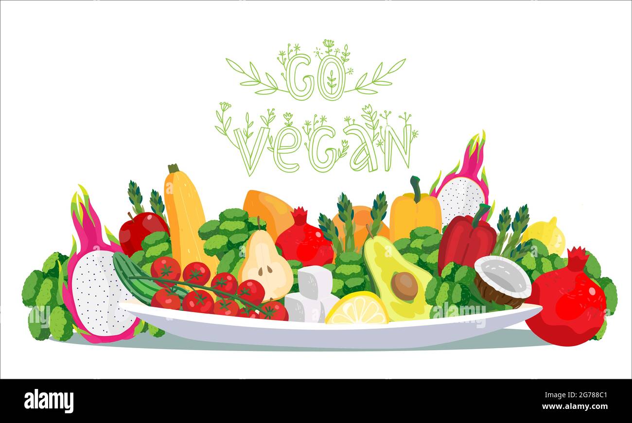 Vegan plate avocado tomato Stock Vector Images - Alamy
