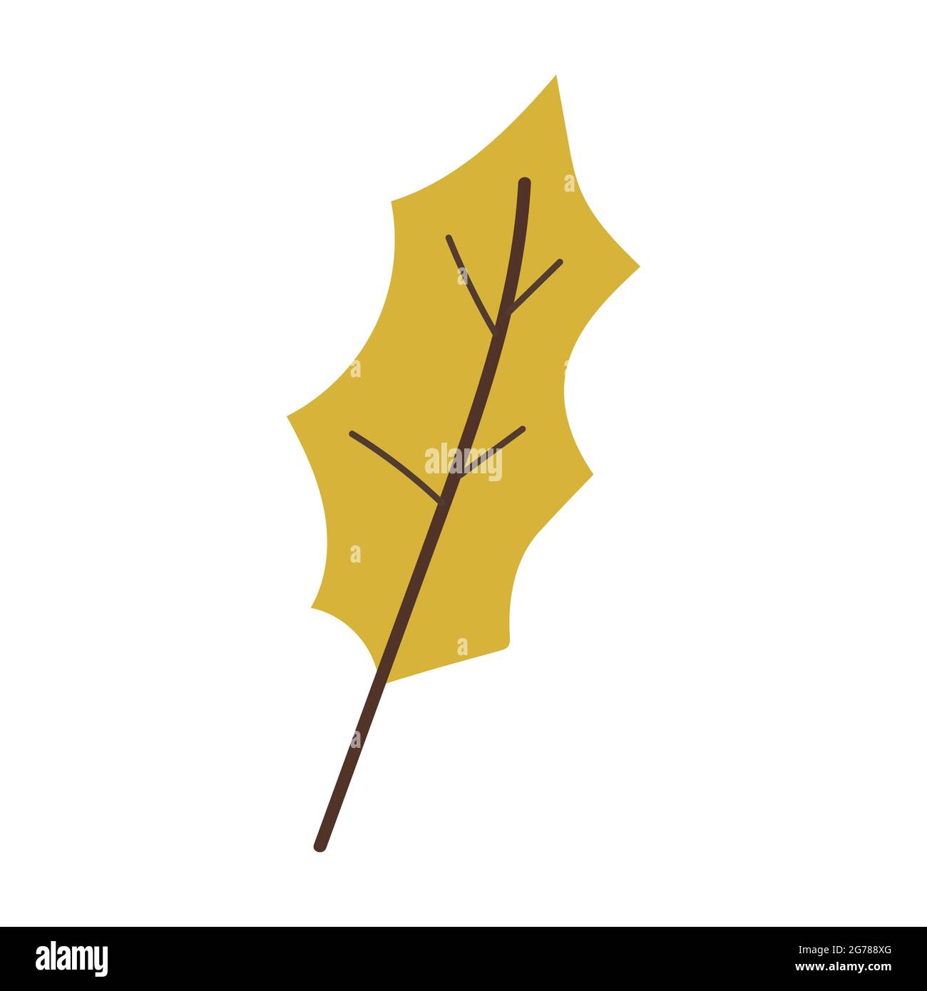 hand drawn yellow fallen autumn leaf. Vector Stock Vector Image & Art ...