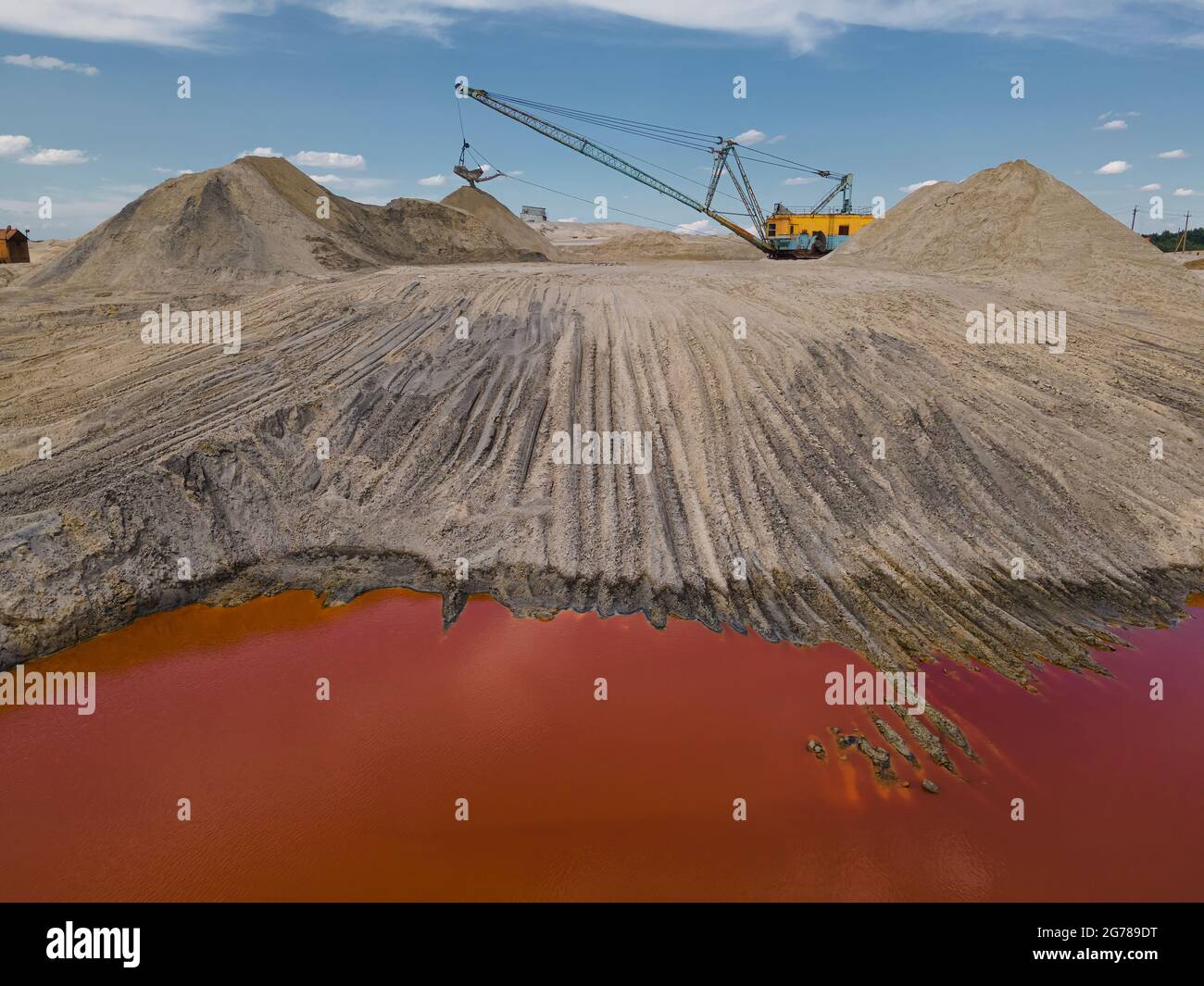 Walking excavator on the titanium mine. Industrial landscape Stock ...