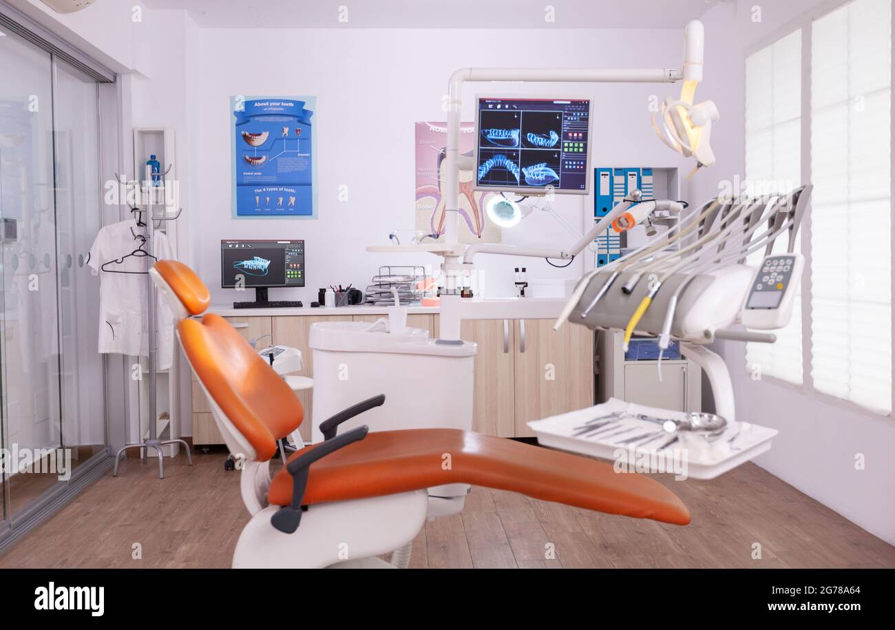 Empty professional dentistry stomatology hospital office room with ...