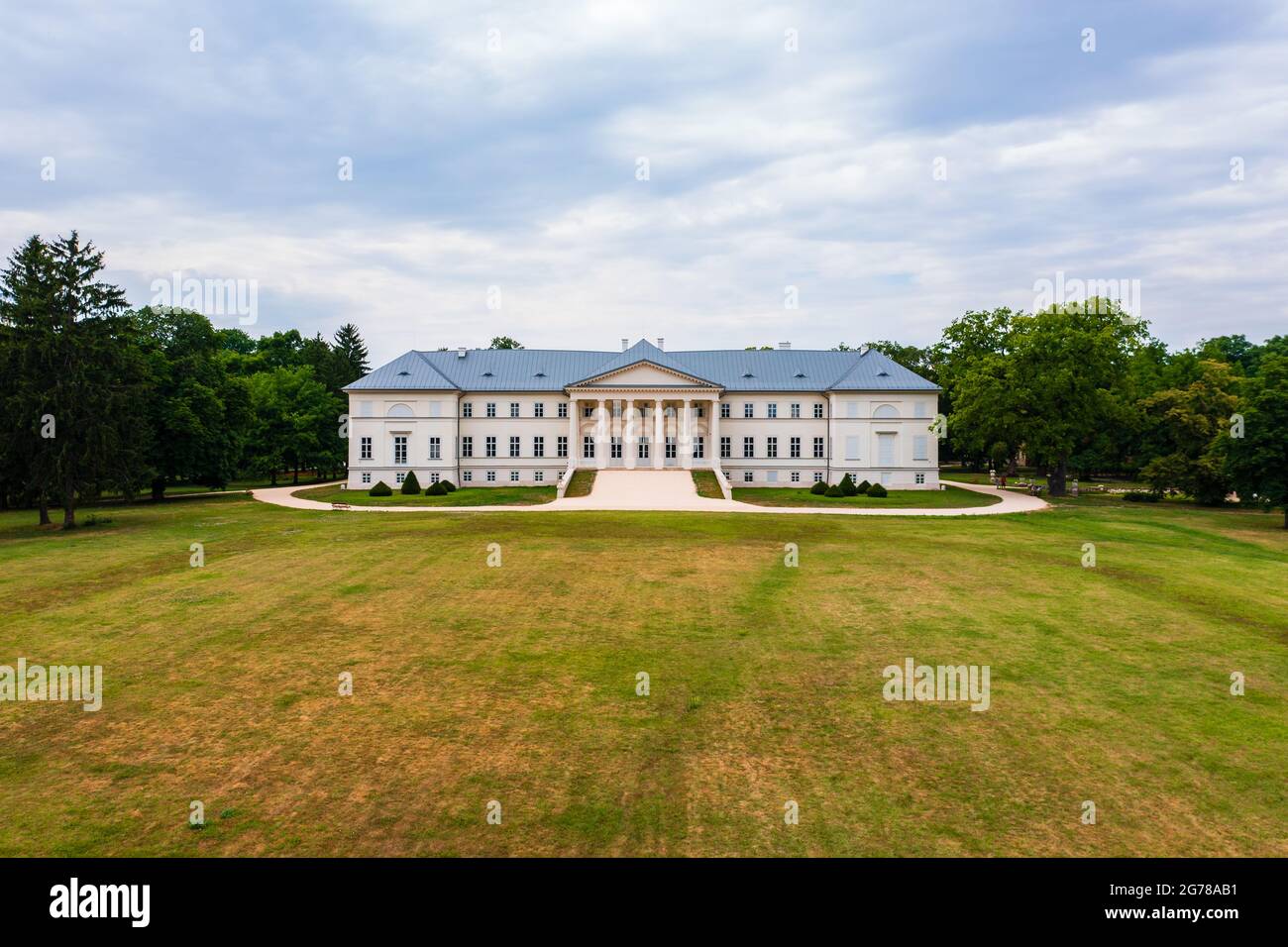Aerial view about Festetics Castle in Dég which is the only classicist ...