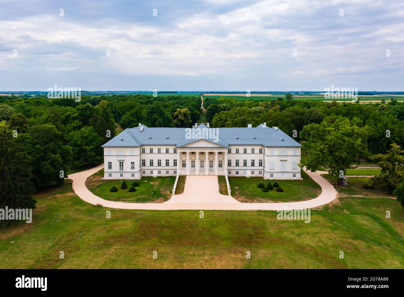 Aerial view about Festetics Castle in Dég which is the only classicist ...