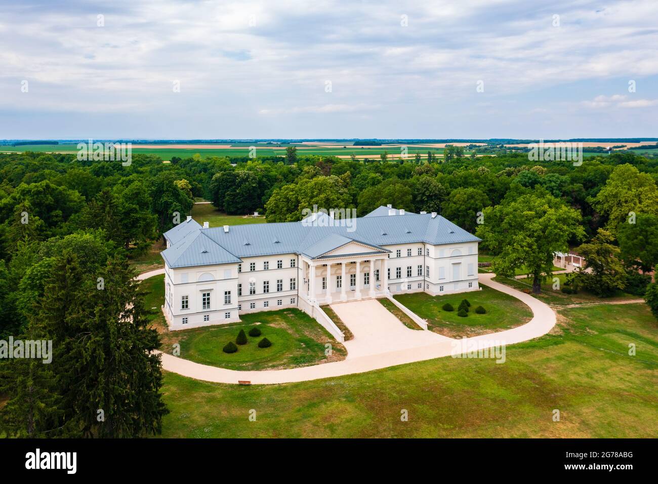 Aerial view about Festetics Castle in Dég which is the only classicist ...