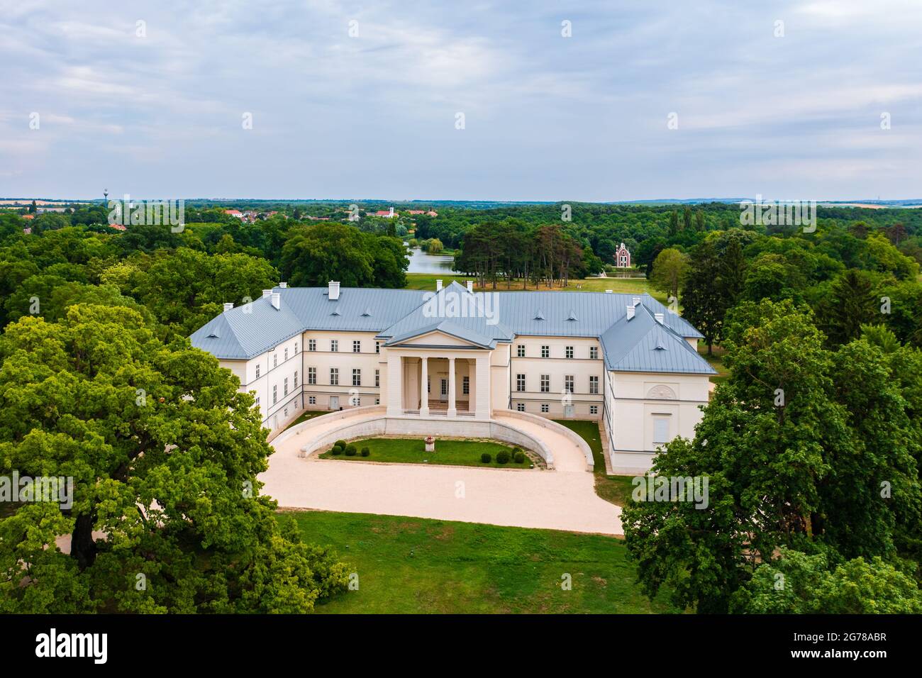 Aerial view about Festetics Castle in Dég which is the only classicist ...