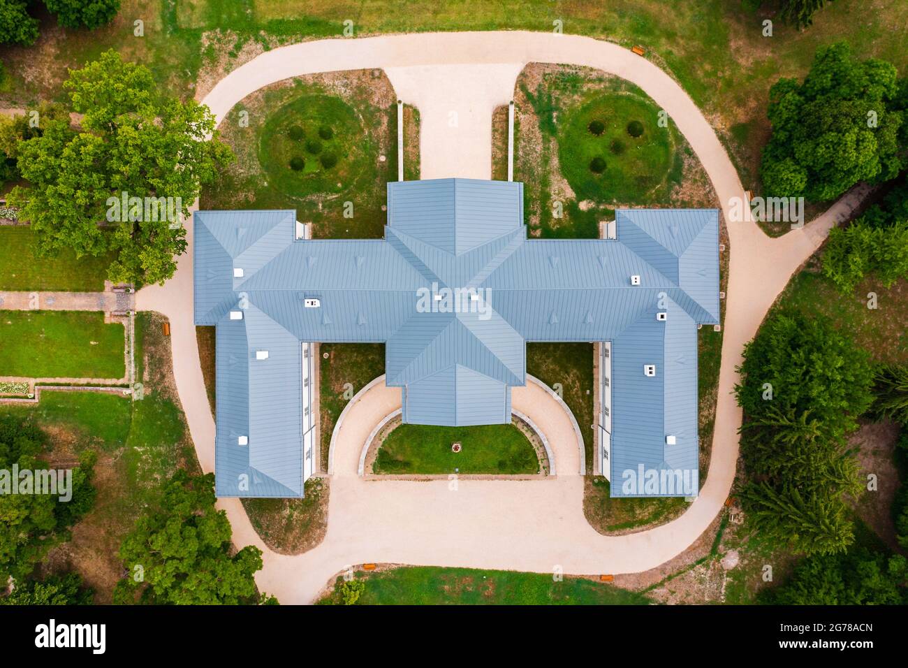 Aerial view about Festetics Castle in Dég which is the only classicist ...